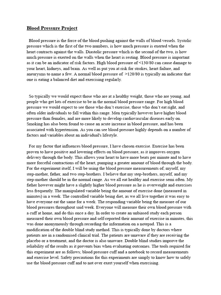 Blood Pressure Project | PDF | Blood Pressure | Heart
