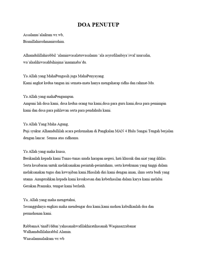 Doa Penutup Perkemahan Crab 5.0 | PDF | Agama & Spiritualitas | Gaya Hidup