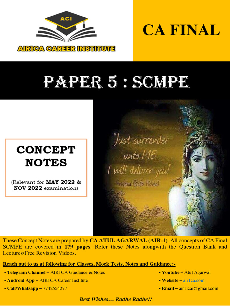 Atul Agarwal's SCMPE Concept Notes | PDF | Cost Accounting | Computing