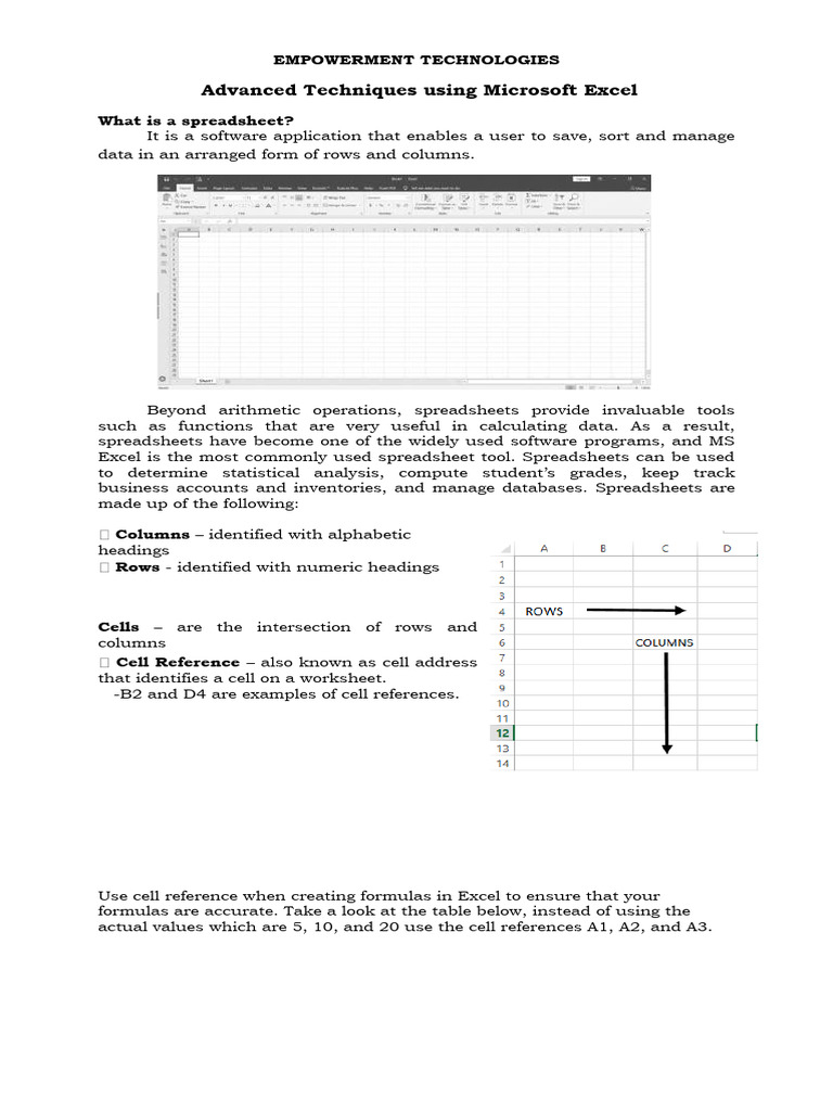 Etech MS Excel SLM | PDF | Spreadsheet | Microsoft Excel