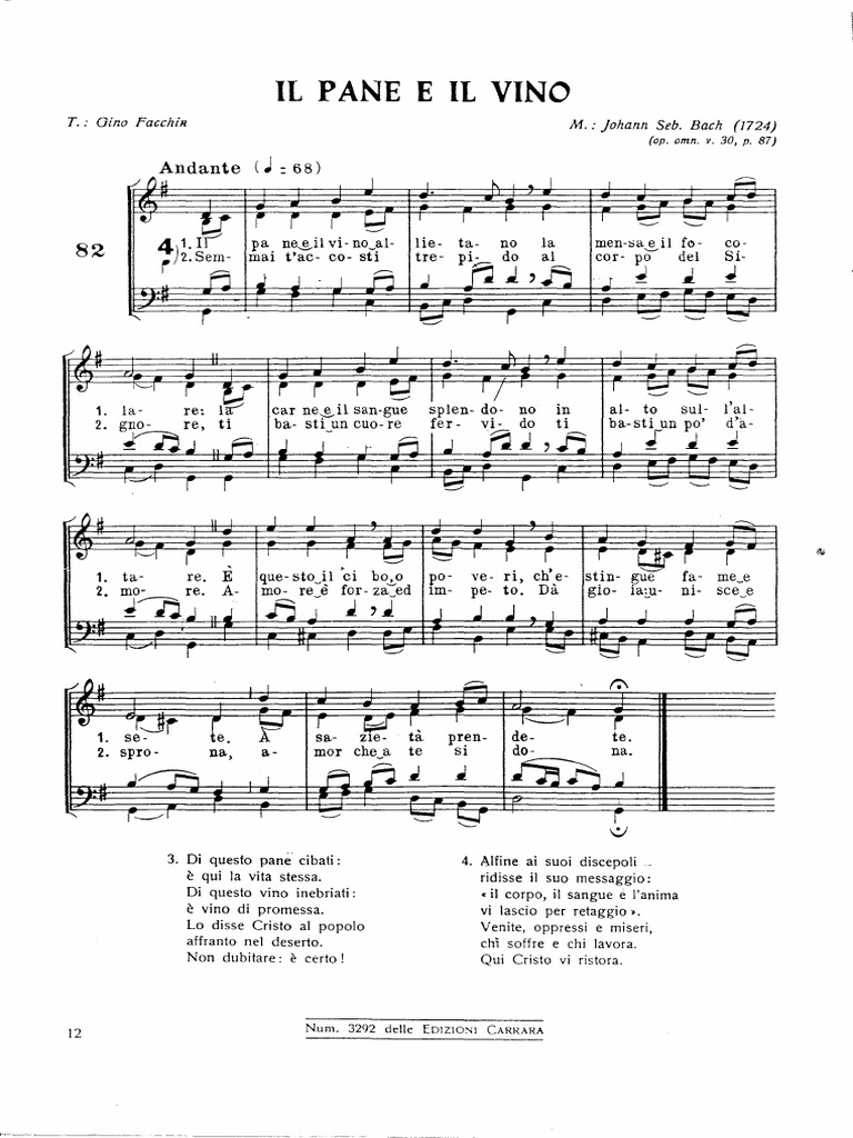 Il Pane e Il Vino Bach | PDF