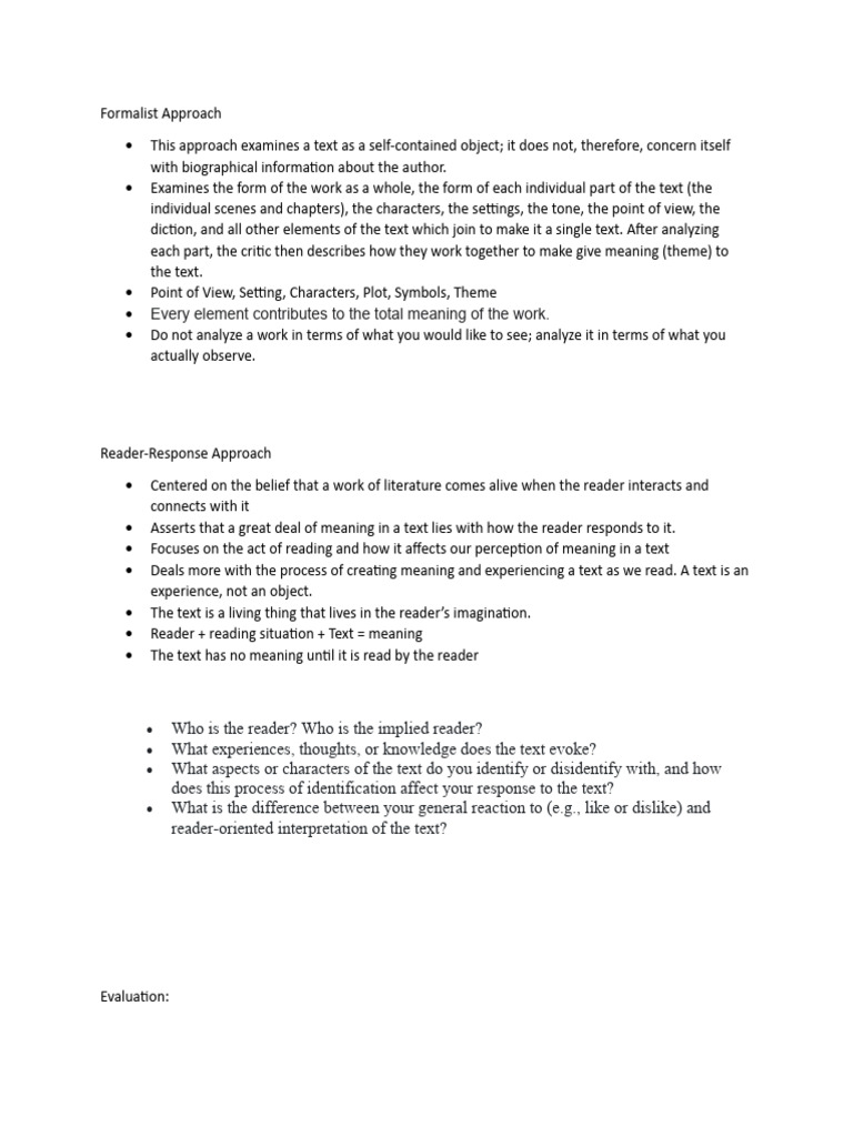 Formalist Approach and Reader Response | PDF Formalist Approach and Reader Response | PDF