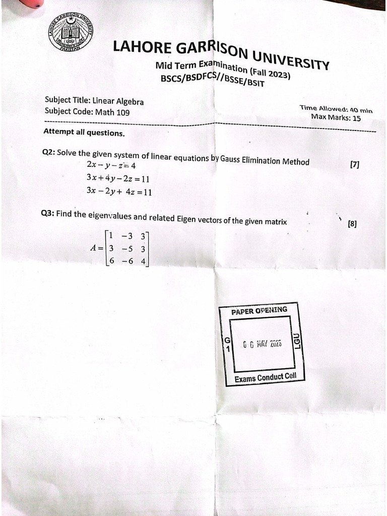 4th Sem Mids Paper | PDF