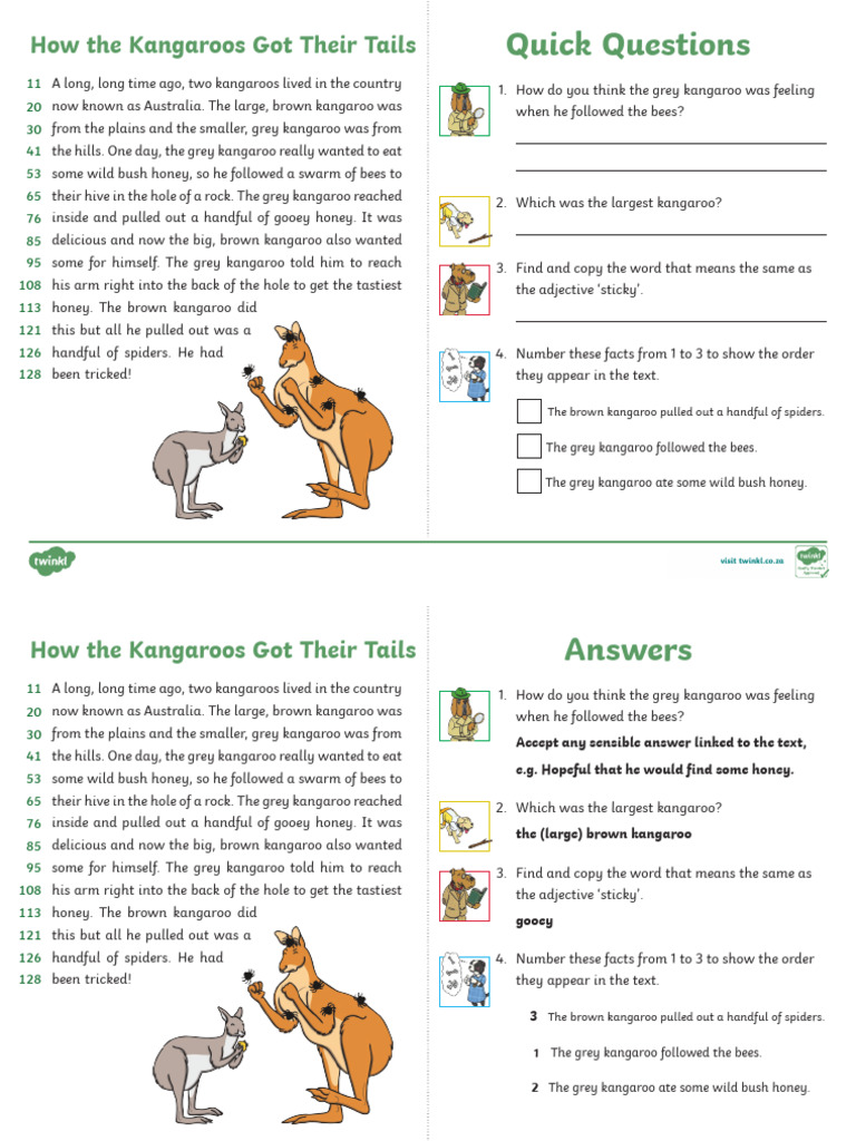 How The Kangaroos Got Their Tails | PDF | Honey | Bees