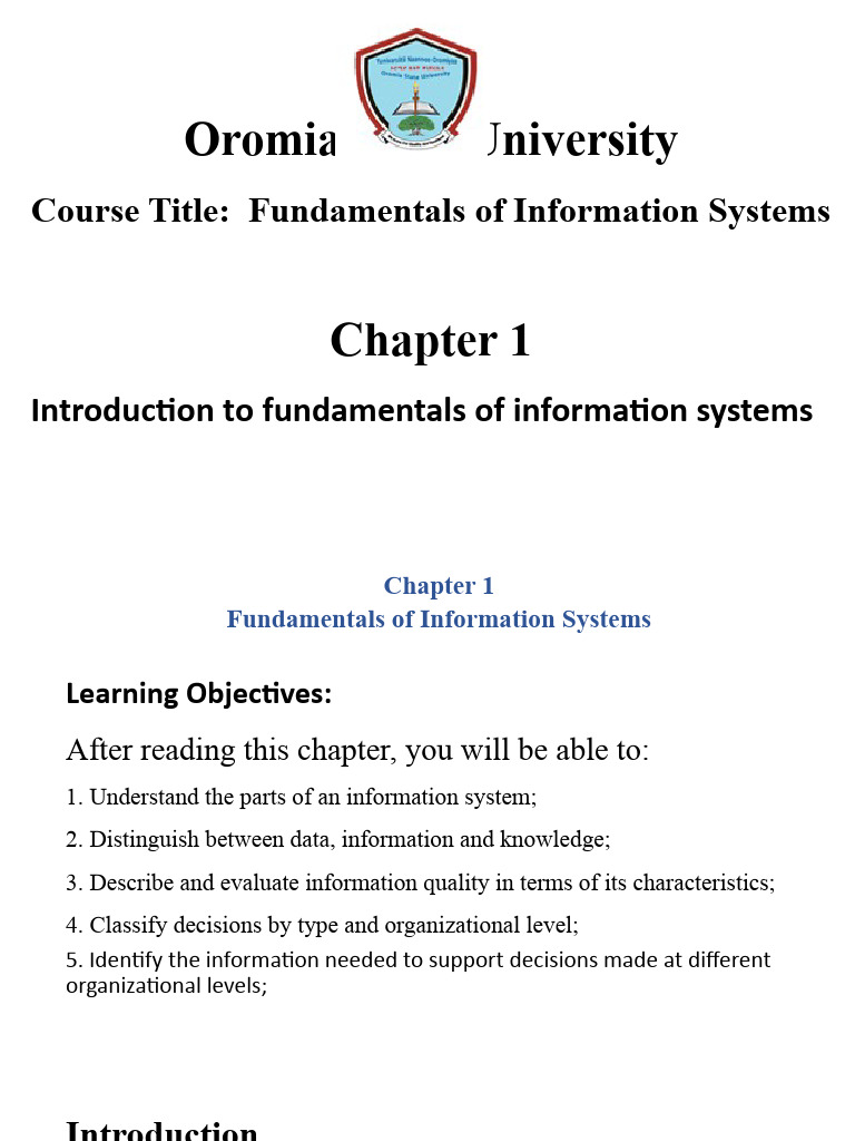 Oromia State University: Course Title: Fundamentals of Information ...
