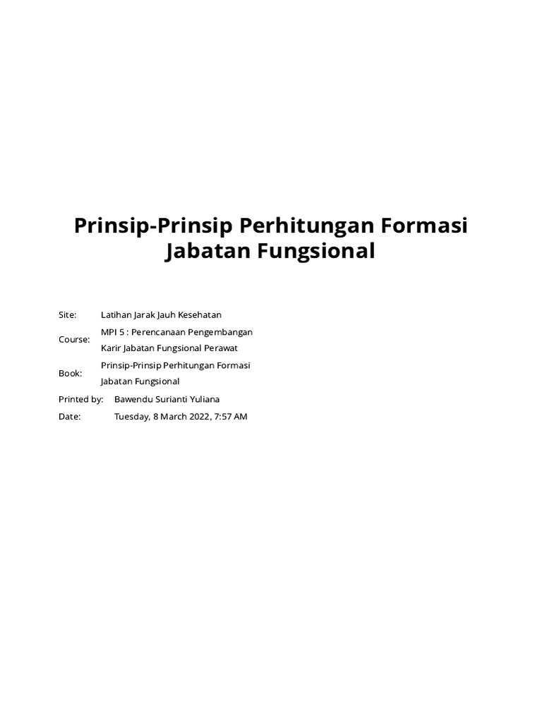 Prinsip-Prinsip Perhitungan Formasi Jabatan Fungsional | PDF
