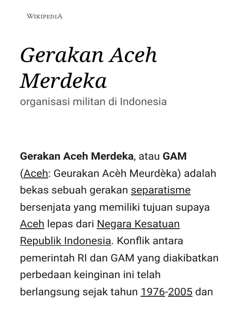 Sejarah Gerakan Aceh Merdeka | PDF
