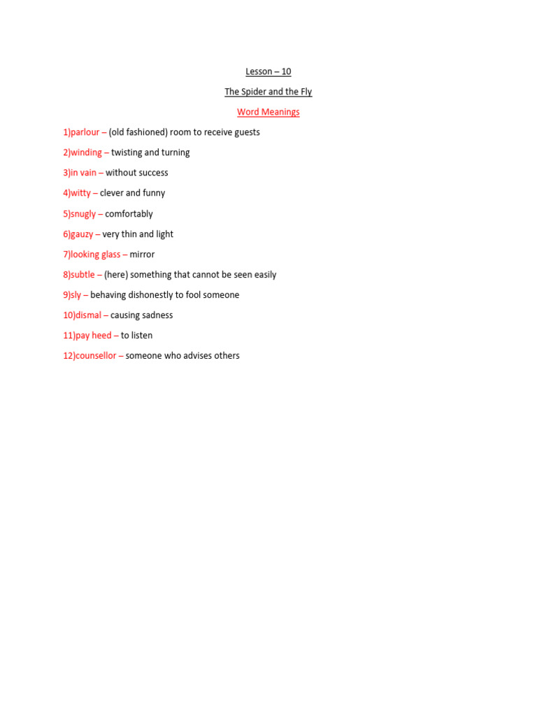 Lesson 10 Word Meanings Class 5 | PDF