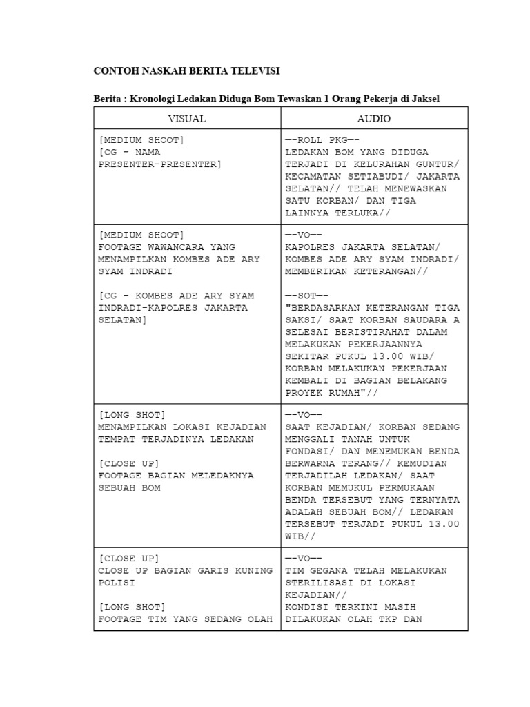 Contoh Naskah Berita Televisi | PDF