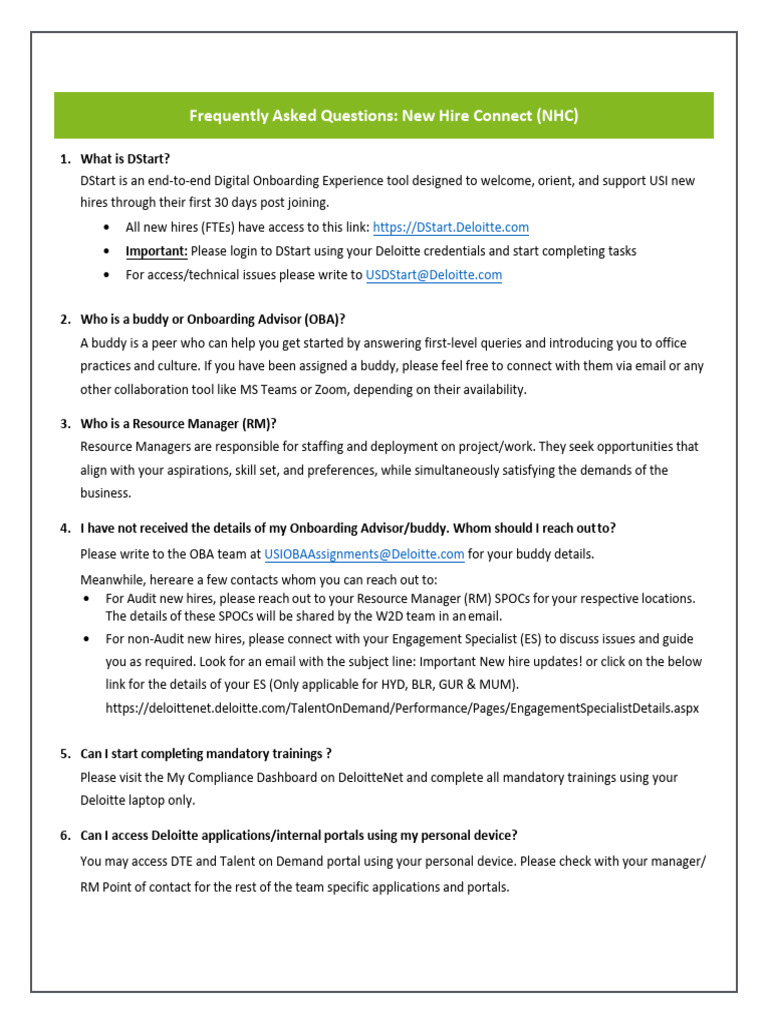 New Hire Connect FAQ | PDF | Computing