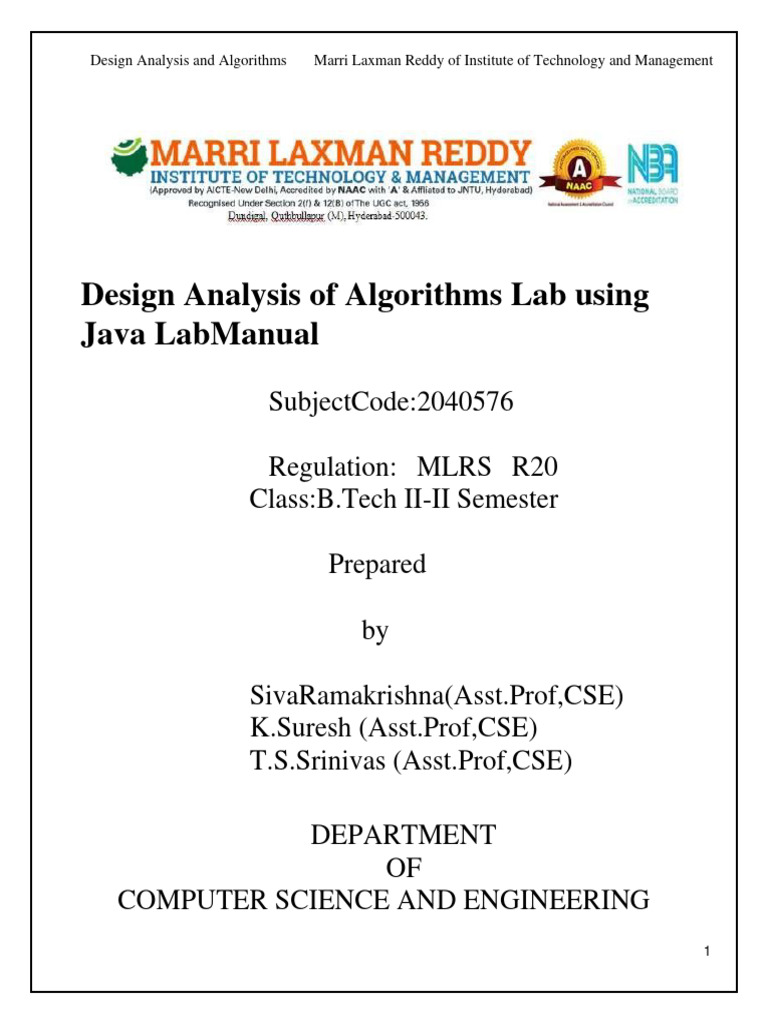 DAA Lab Using Java | PDF | Engineering | Computer Program