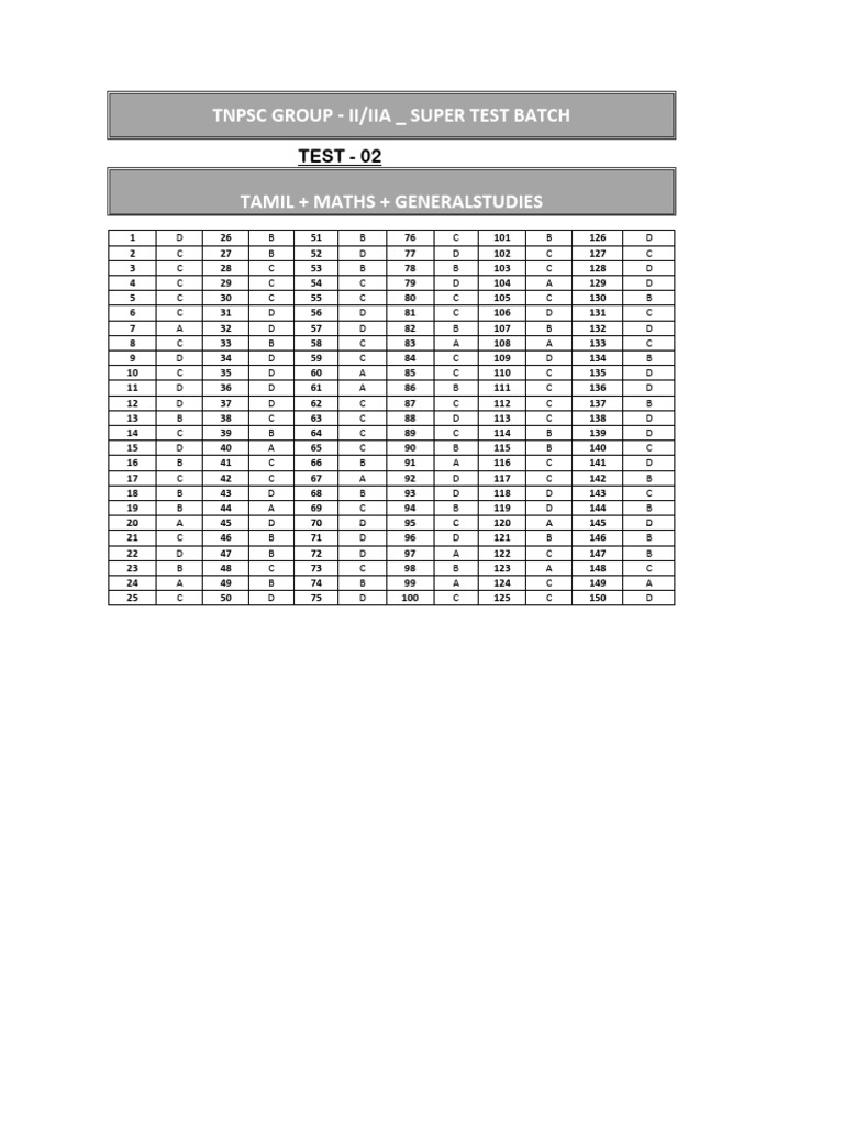 Test - 02-Super Test Batch (Answer Key) | PDF
