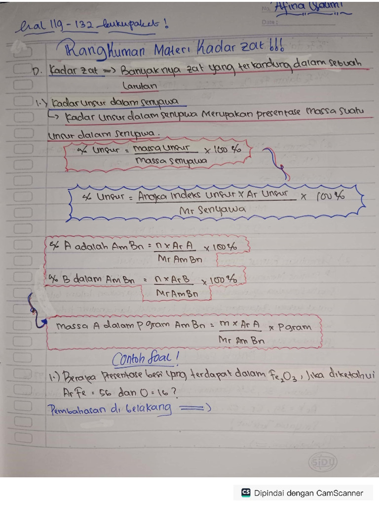 Rangkuman Kadar Zat | PDF