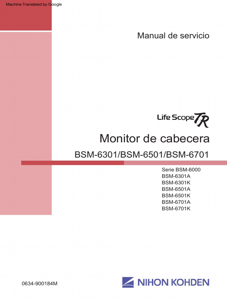 Nihon Kohden BSM-6301-6501-6701 Bedside Monitor - Service Manual (001 ...