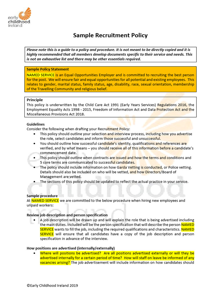 ELC Recruitment Policy 2019 | PDF | Recruitment | Employment