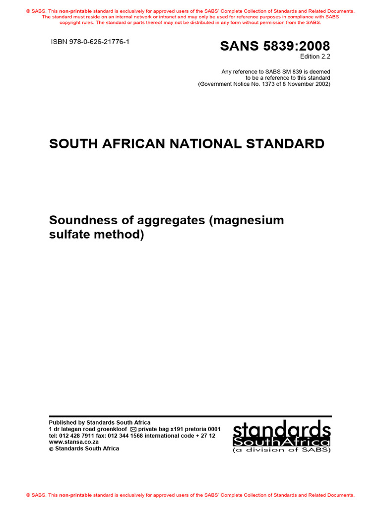 Sans 5839 | PDF | Chemical Substances | Chemistry