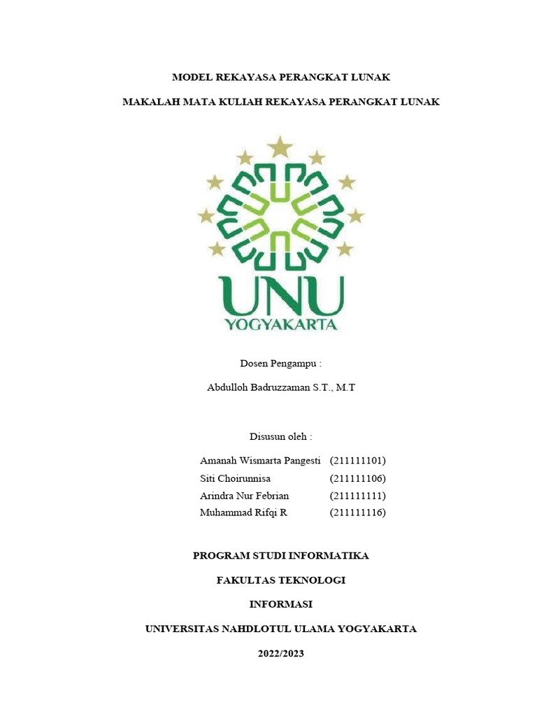 Makalah Rekayasa Perangkat Lunak | PDF Makalah Rekayasa Perangkat Lunak | PDF