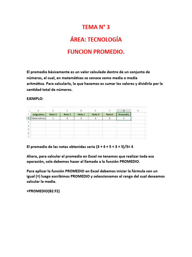 Tema Funcion Promedio | PDF