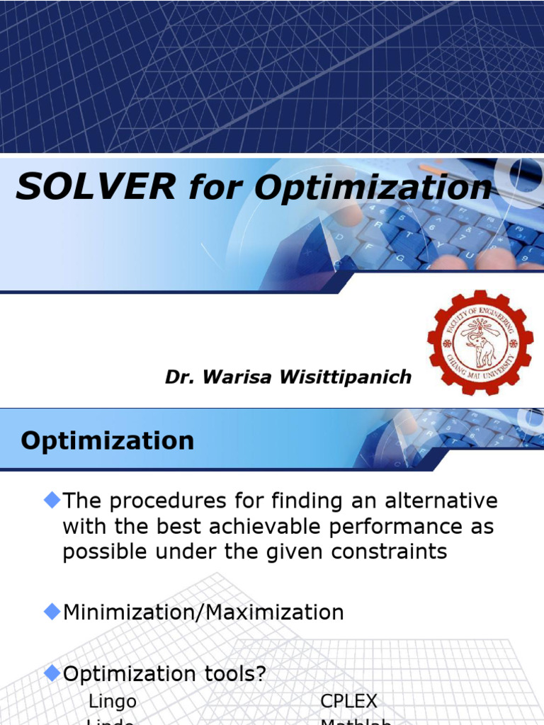 SOLVER | PDF | Mathematical Optimization | Sensitivity Analysis