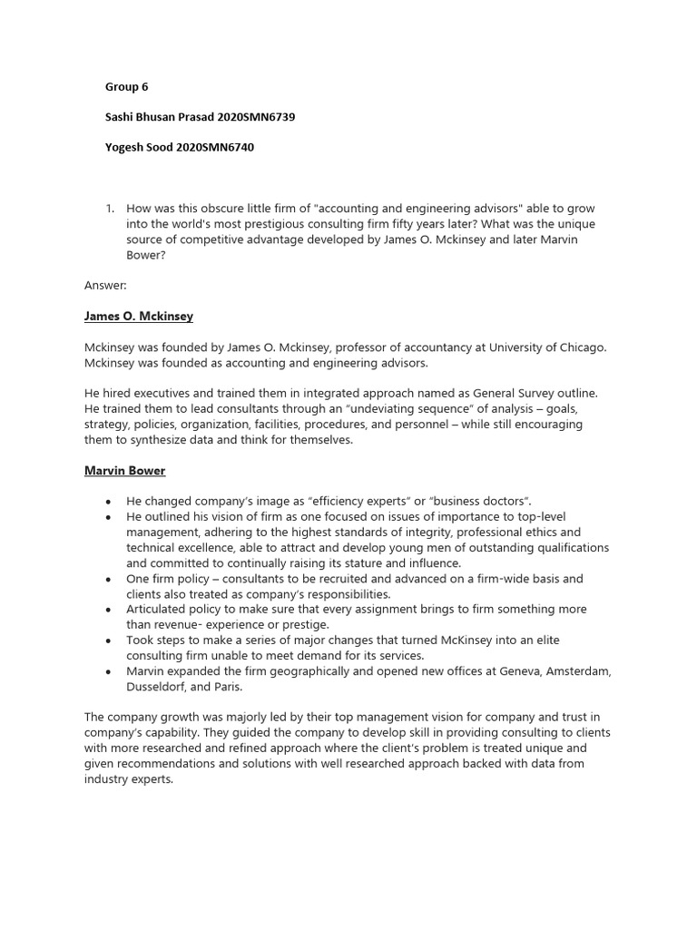 Case10 McKinsey - Company Managing Knowledge and Learning Group6 | PDF ...