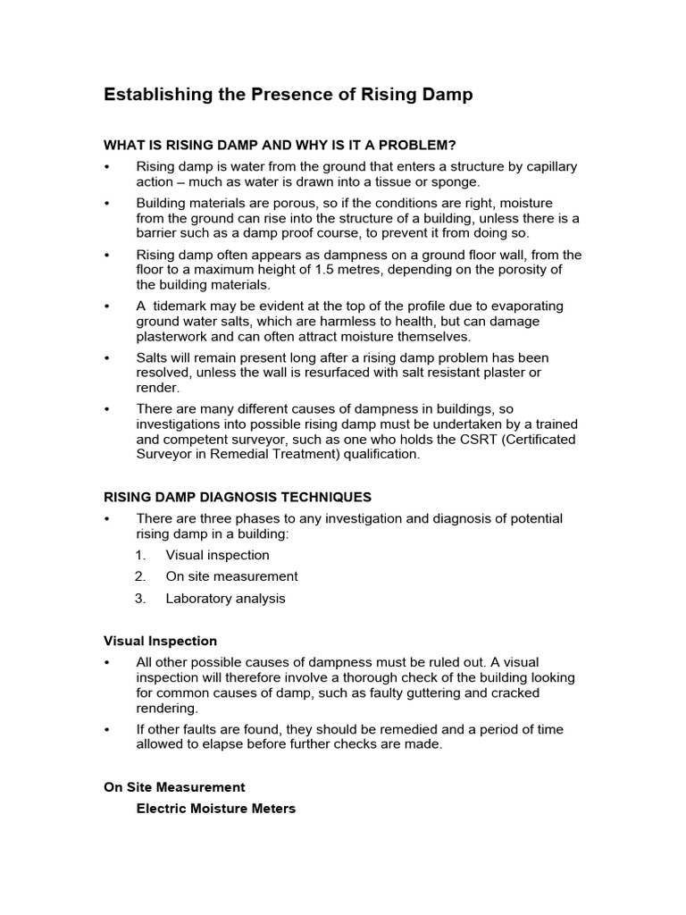 Rising Damp - Factsheet | PDF | Applied And Interdisciplinary Physics ...
