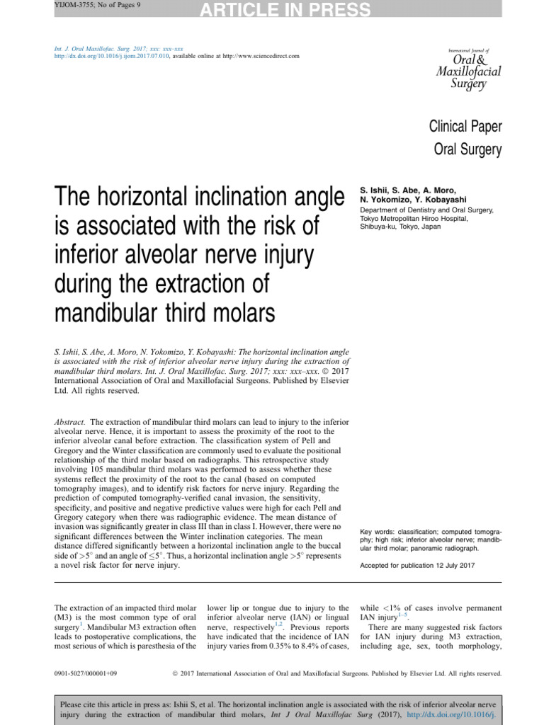 Pubmed (2017) Inclination Horizontal Third Molar | PDF | Medical ...