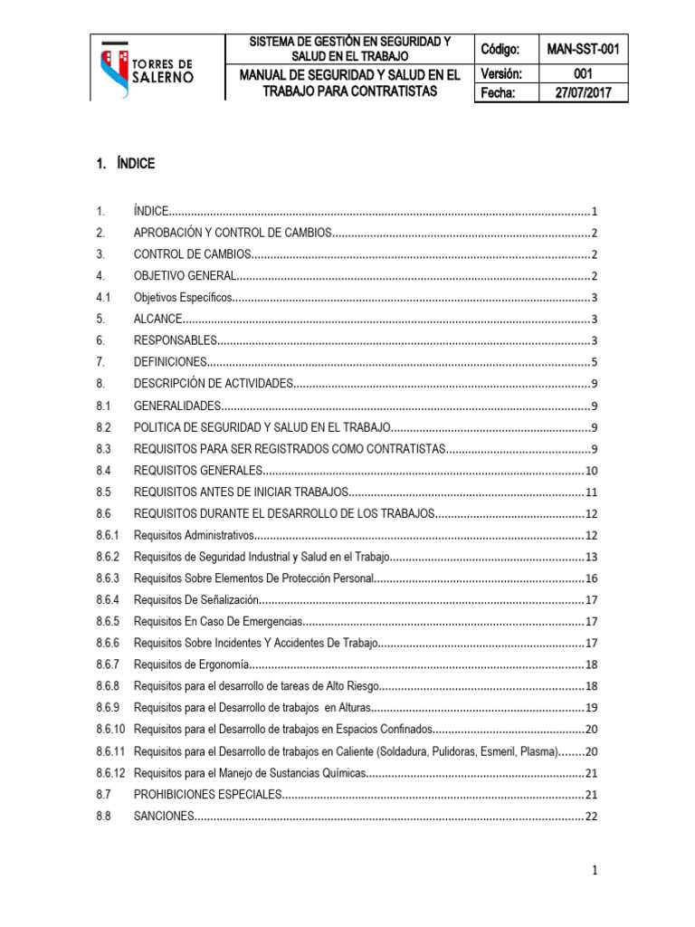 Man-Sst-001 Manual de Contratistas | PDF | Negocios | Finanzas y administración del dinero