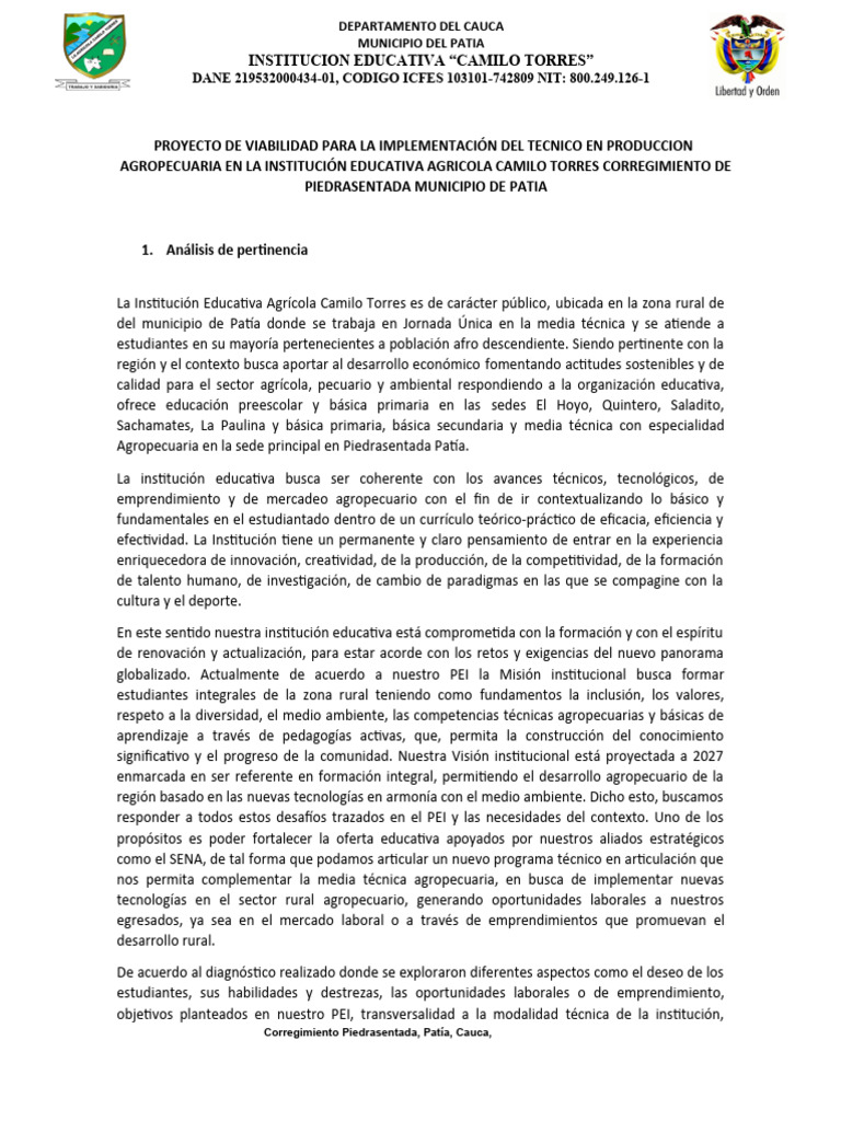 Proyecto de Viabilidad Cambio de Programa Articulacion Sena | PDF | Plan de estudios ...