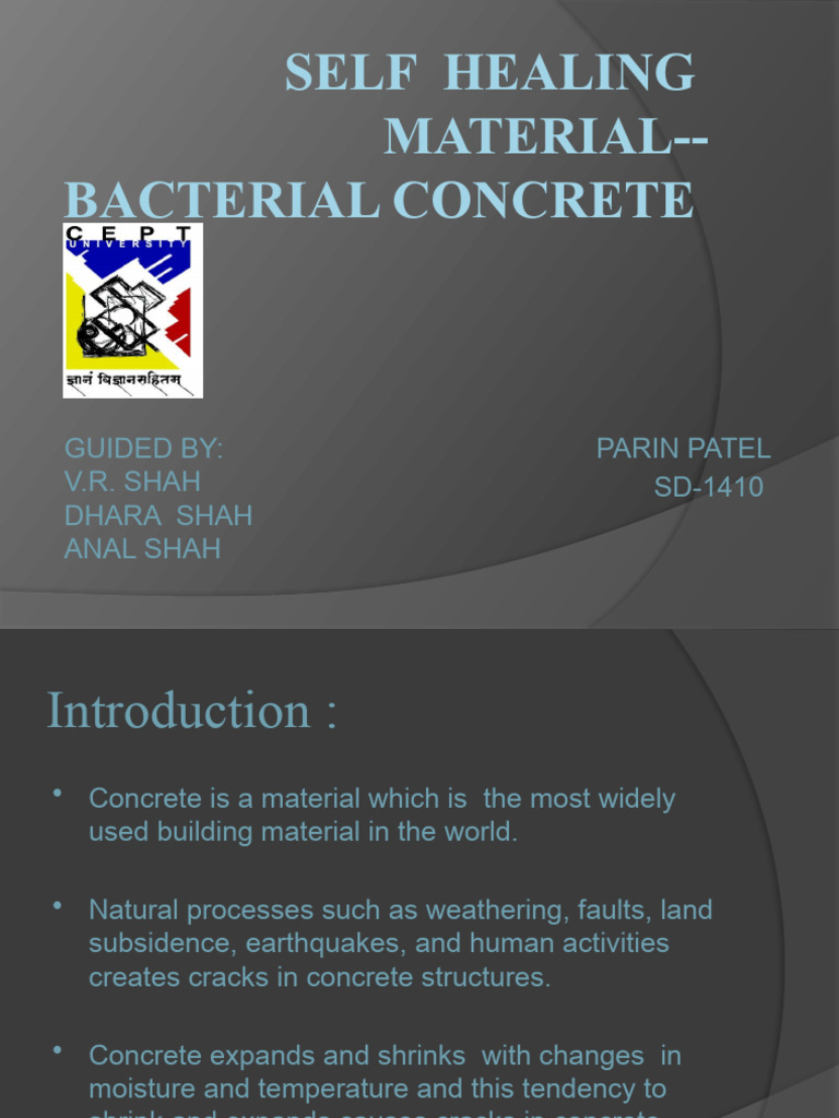 Self Healing Material Bacterial Concrete | PDF | Concrete | Strength Of Materials