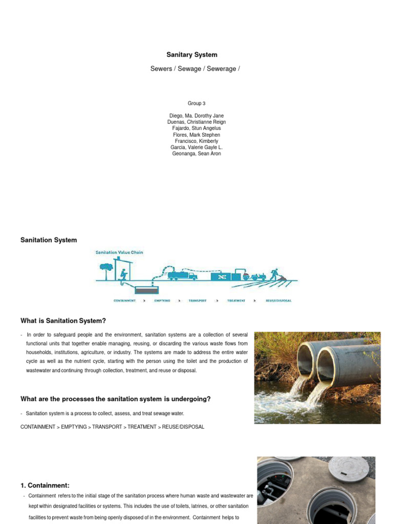 Group 3 - Sanitary System | PDF | Sanitary Sewer | Sewage Treatment