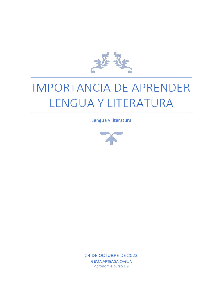 Importancia de Lengua y Literatura | PDF | Palabra | Comunicación
