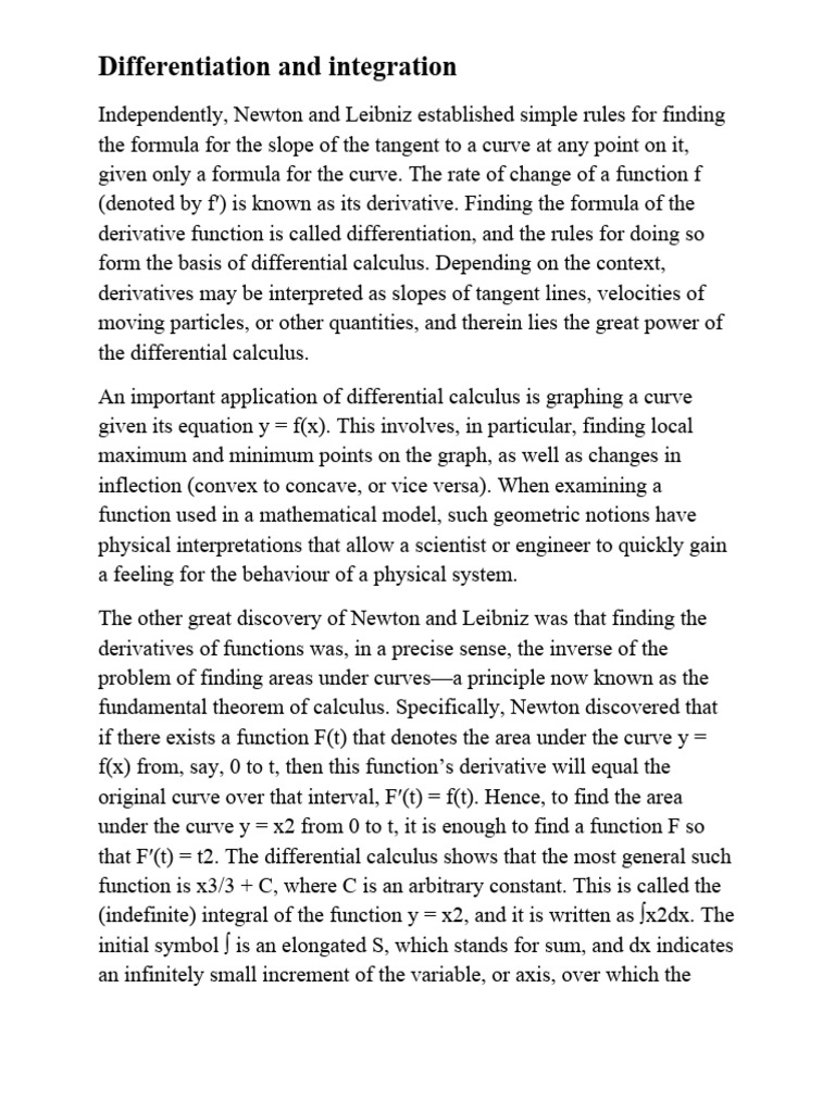 Differentiation and Integration | PDF | Calculus | Differential Calculus