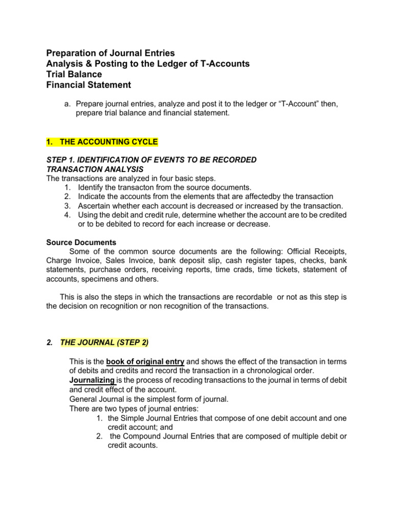 FM 211 Preparation of Journal Entries | PDF | Debits And Credits ...