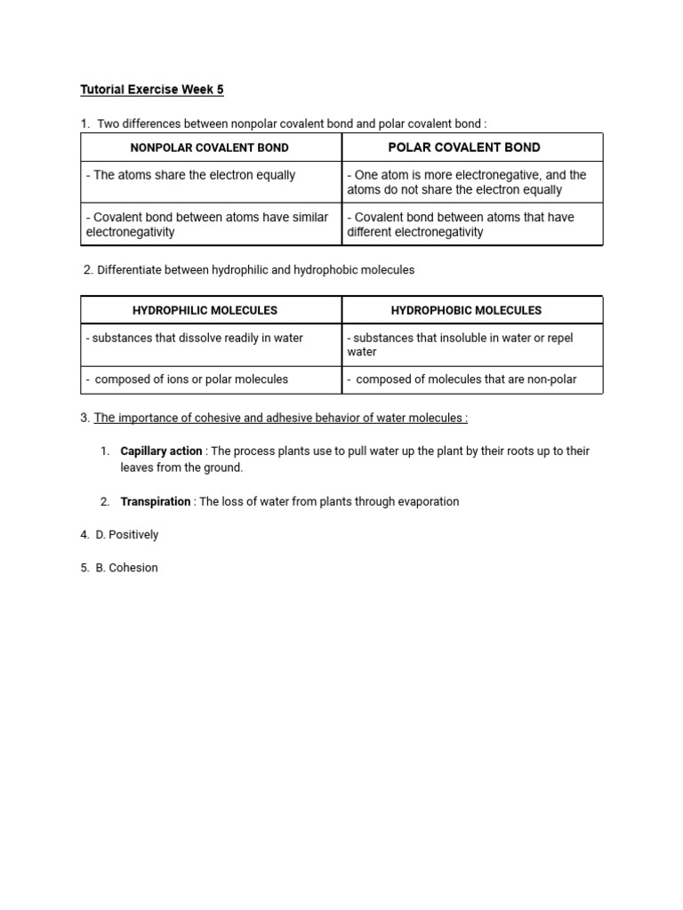 BIO122 Tutorial Exercise Week 5 | PDF BIO122 Tutorial Exercise Week 5 | PDF