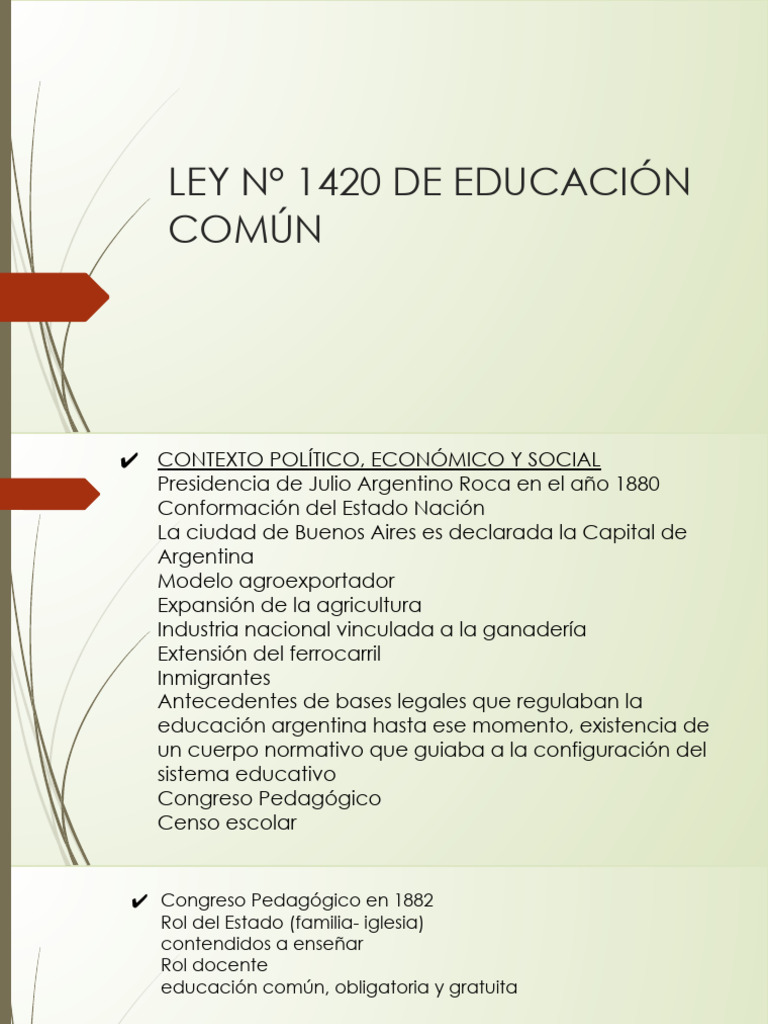 Ley #1420 de Educación Común | PDF