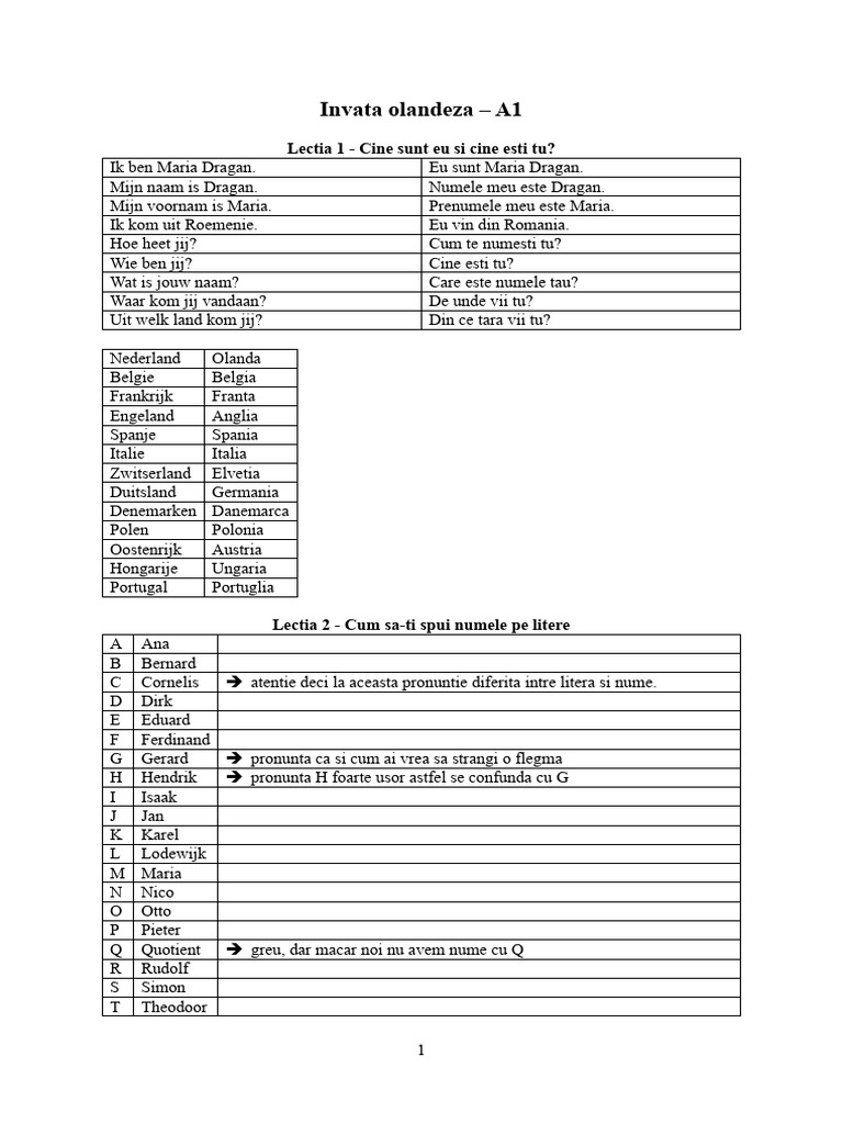 Invata Olandeza Cu Alina | PDF