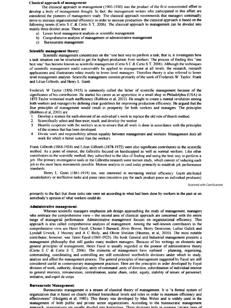 Classical and Neoclassical Theory of Management | PDF