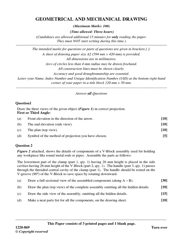 869 Geom.& Mech. Drawing QP | PDF | Drawing