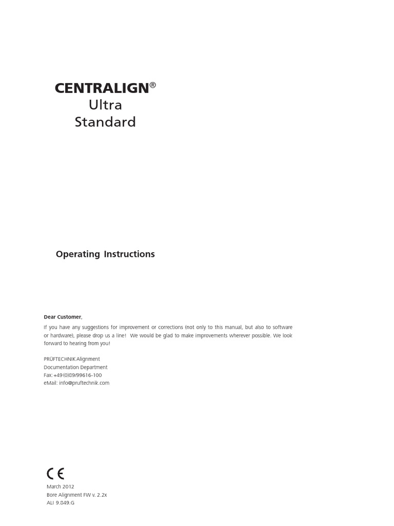 CENTRALIGN Utra Standard Operating Handbook ALI 9 849 02 12 en ...