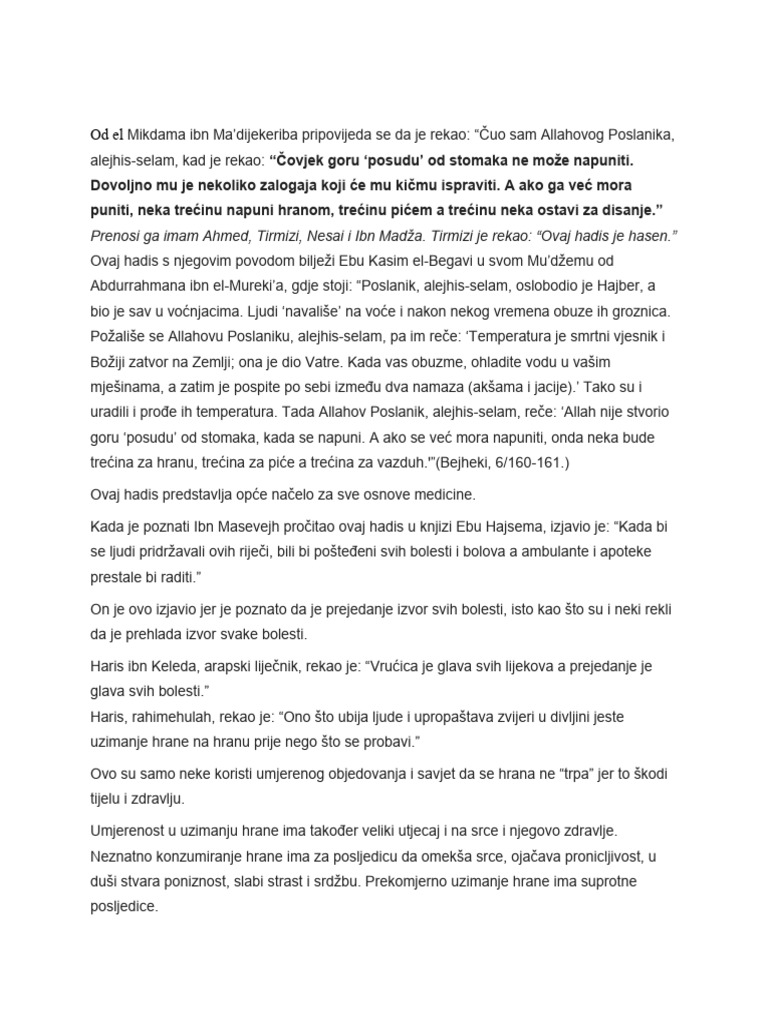 Hadisi Za Glad | PDF