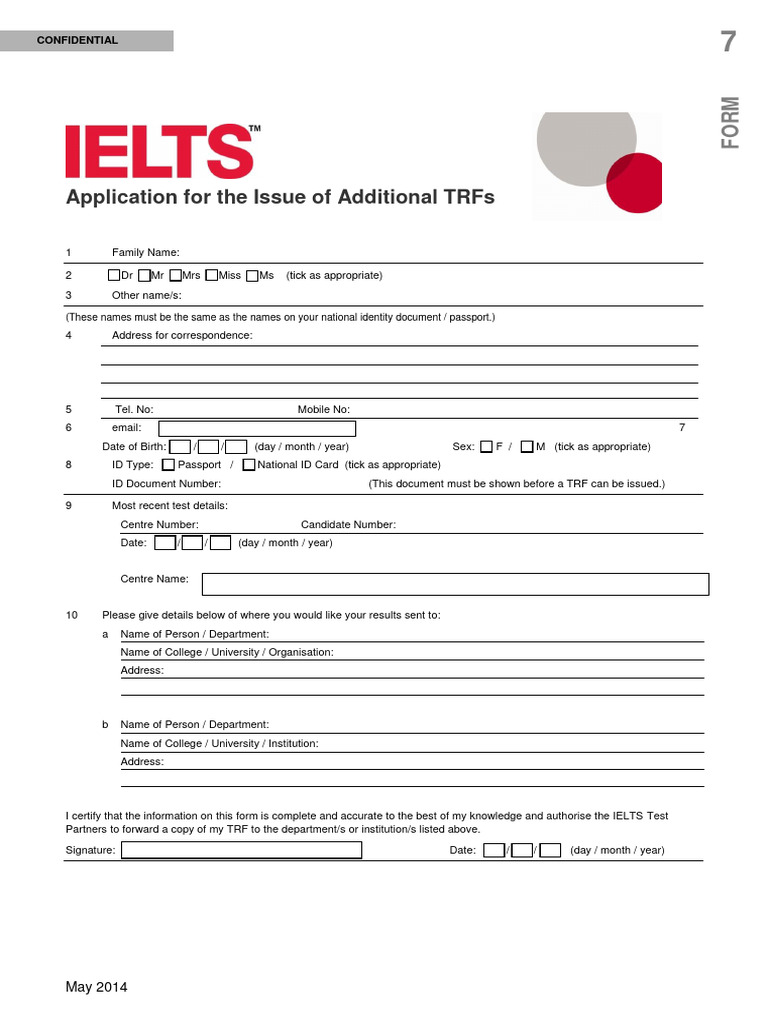 Additional TRF Request Form-5 | PDF