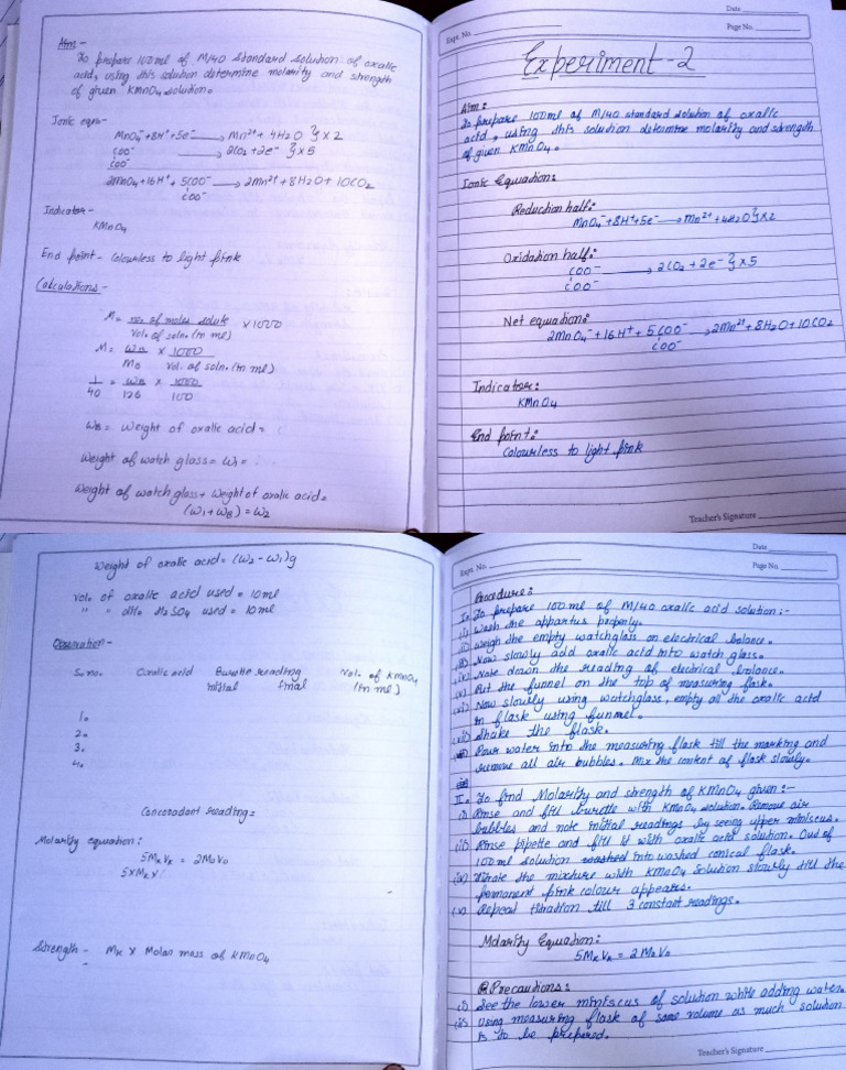 Chemistry Experiment 2 | PDF