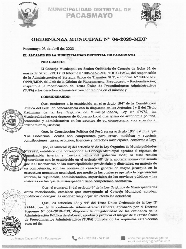 Ordenanza 4-2023-MDP | PDF
