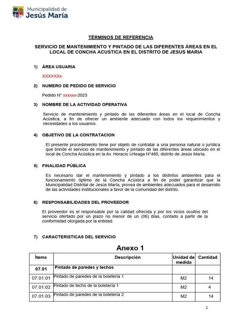 TDR Servicio de Mantenimiento Pintura | PDF | Pinturas TDR Servicio de Mantenimiento Pintura | PDF | Pinturas