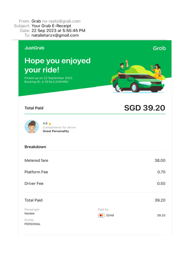 Grab Receipt Download Instructions | PDF