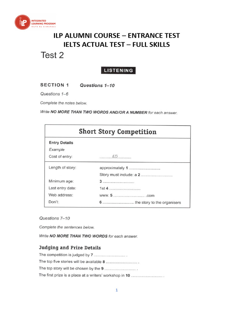 ILP Entrance Test | PDF