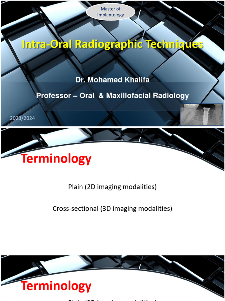 Intra-Oral Techniques-Implantology | PDF | Radiography | Dental Implant