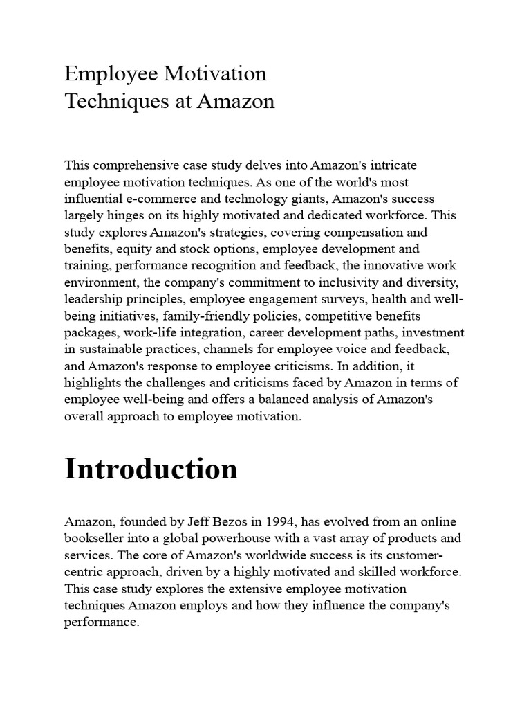 Employee Motivation Techniques at Anmazon | PDF | Sustainability ...