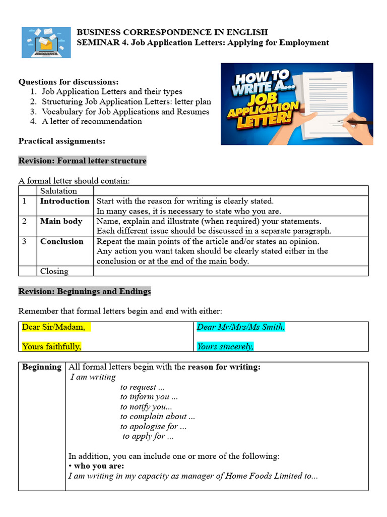 Seminar 4 - Plan and Assignments | PDF | Résumé | Business