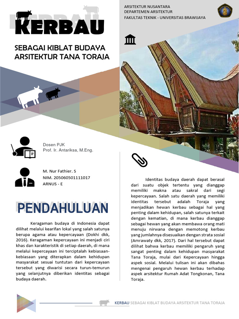 Kerbau Sebagai Kiblat Budaya Arsitektur Tana Toraja | PDF